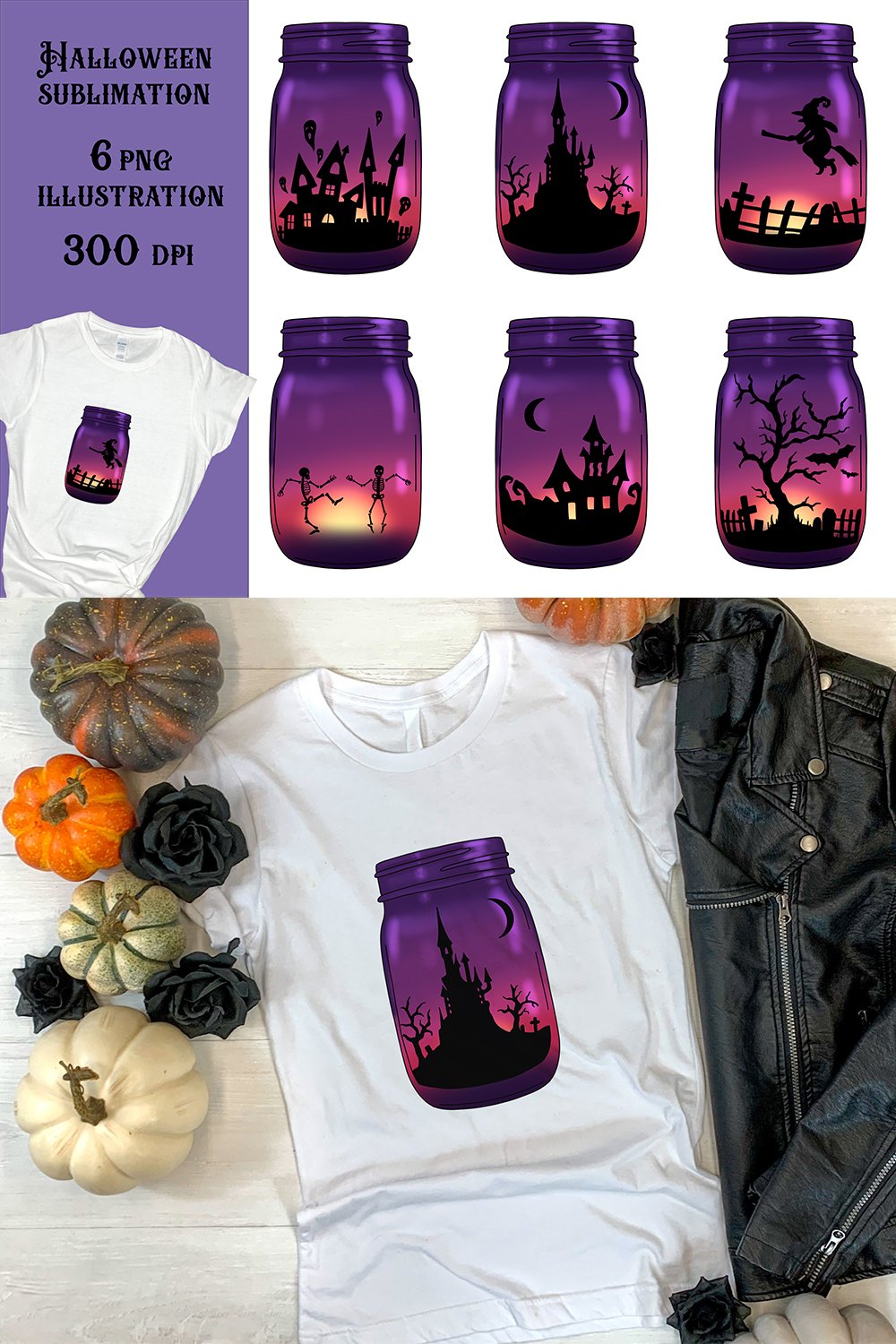 Spooky Halloween Landscape Scene Night Sky. Hocus Pocus