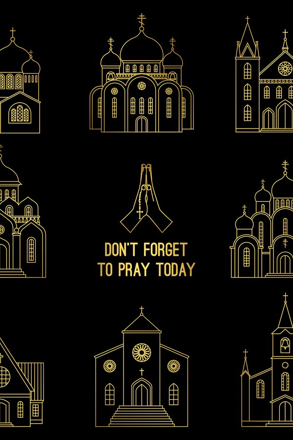 Gold line christian church set