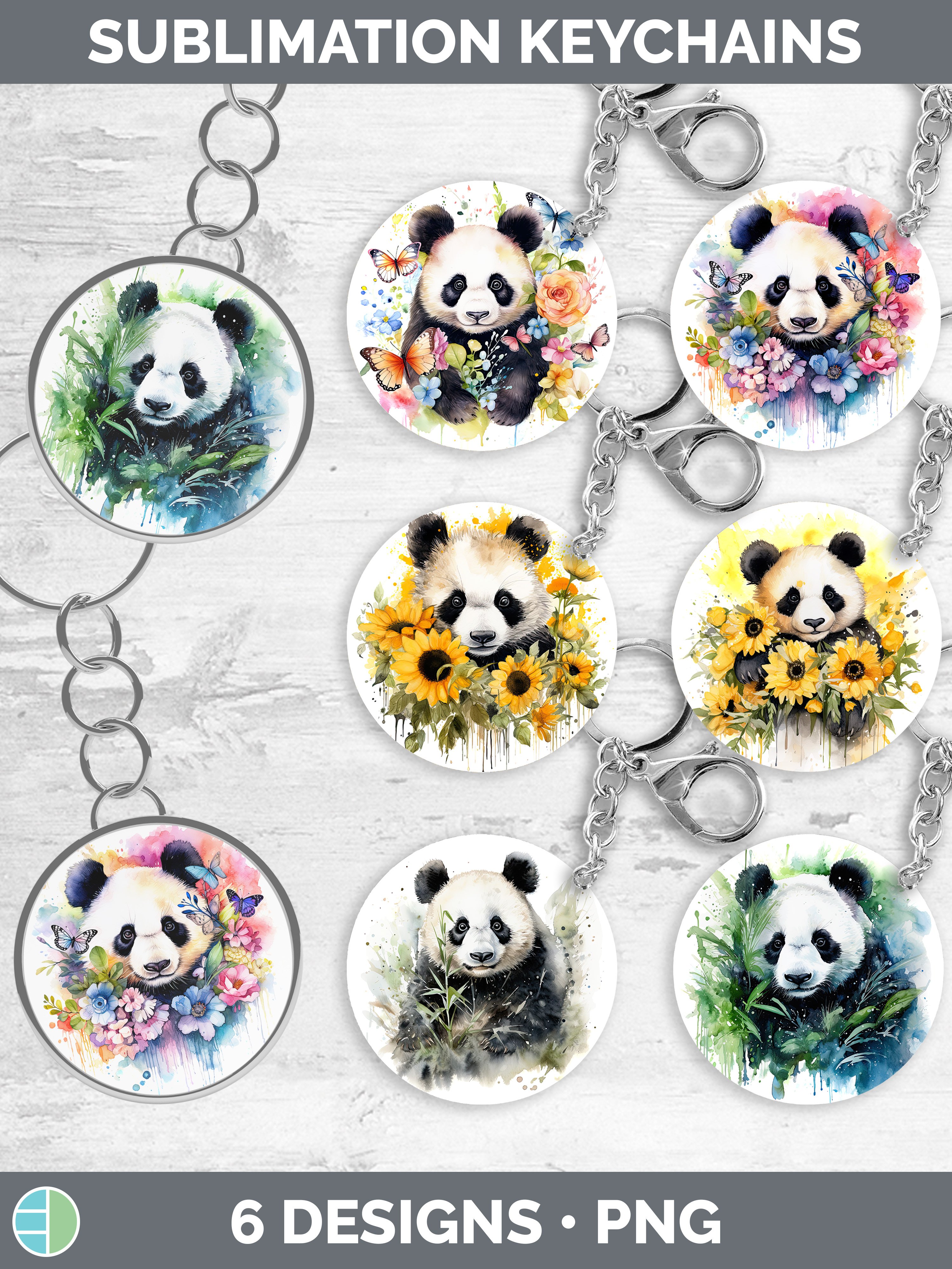 Pretty Panda Bear Keychain | Bundle Keyring Designs