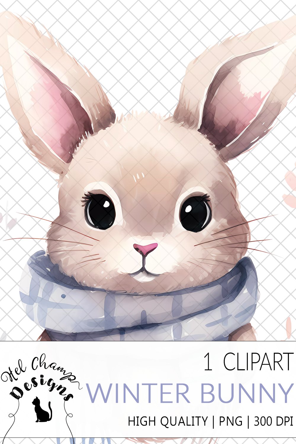 Winter bunny blue scarf transparent clipart