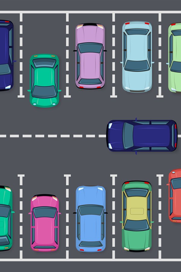 Street car parking. Top view street vehicle, public parking