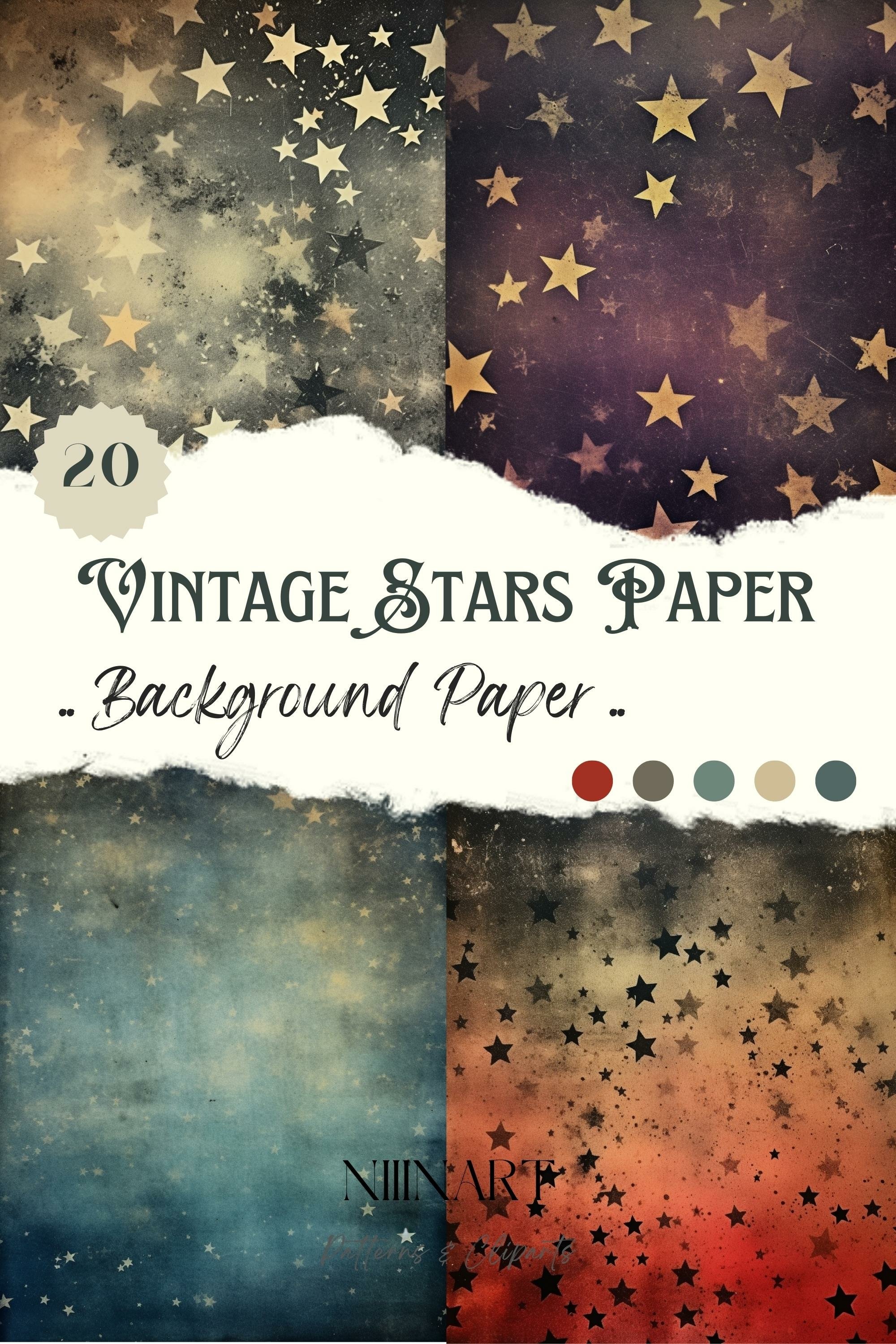 Vintage Starry Nights Digital Paper | A4 Size 8.5"x11" Paper
