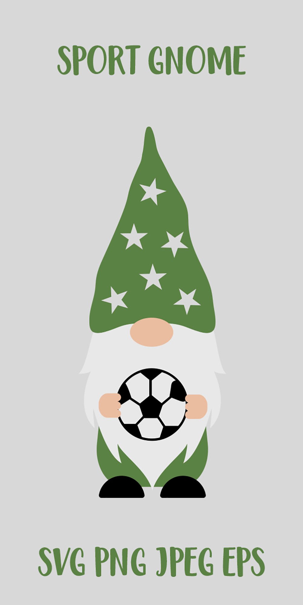 Sport gnome holding soccer ball. Sports gnomes SVG