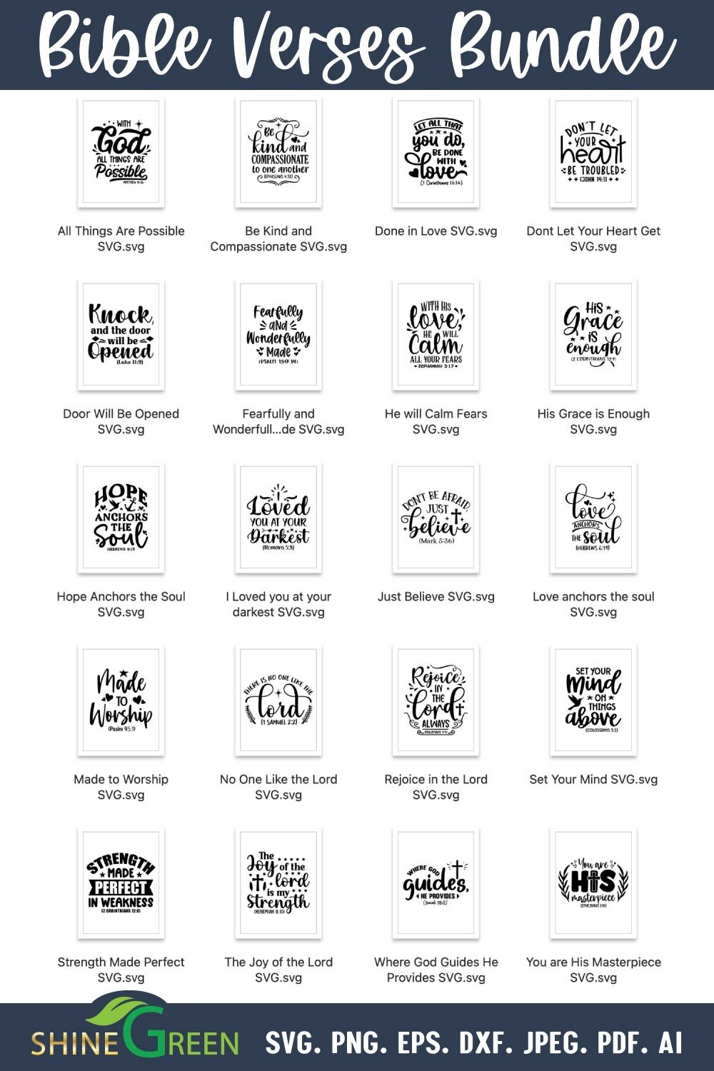 Bible Verse SVG Bundle | 20 New Christian Quote Designs