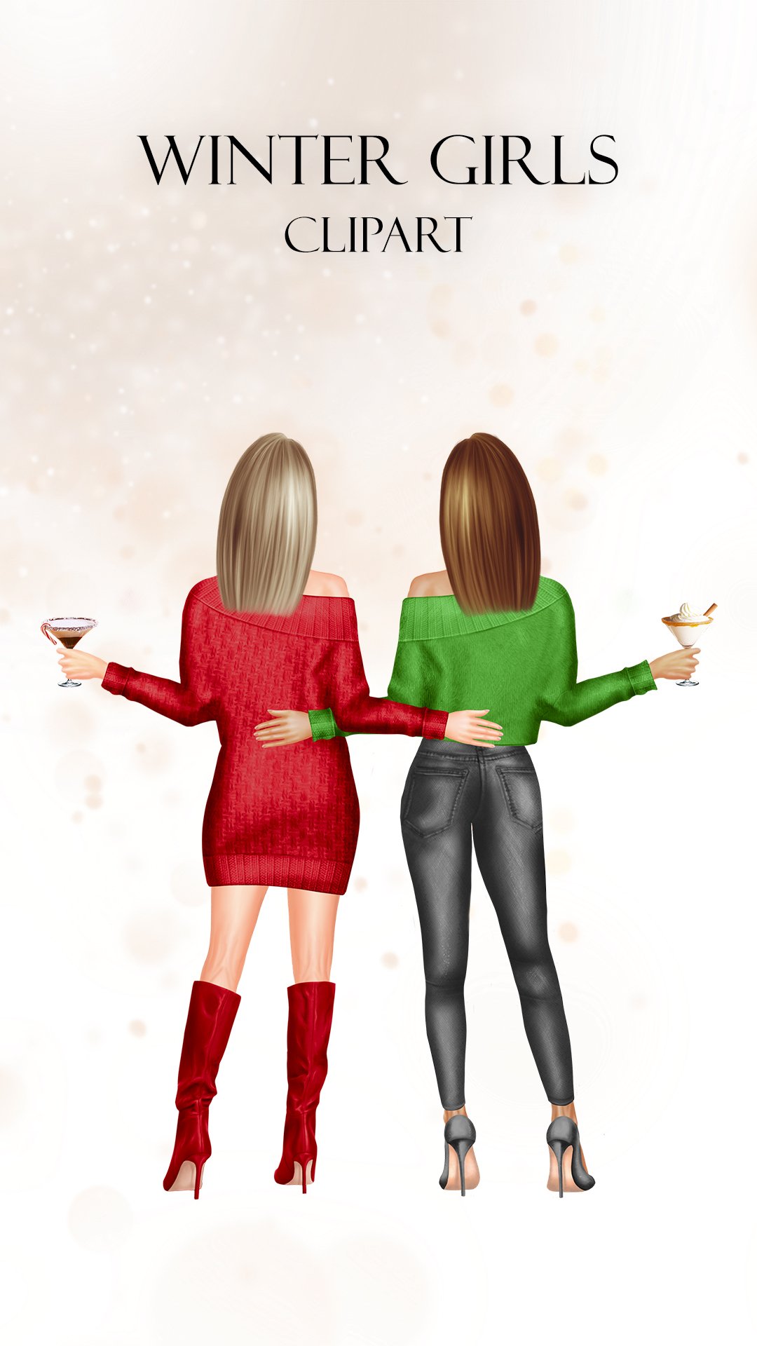 Winter Best Friend Clip Art Christmas Best Friends Portrait