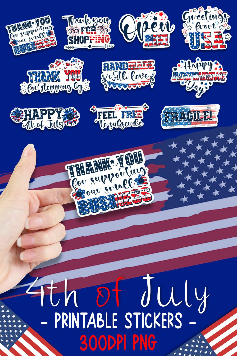 4th Of July Packaging Sticker Pack | 10 Patriotic Stickers