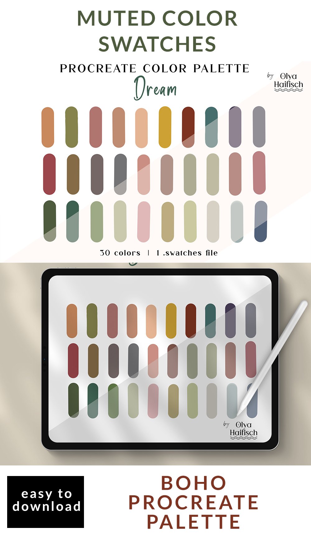 Boho Procreate Color Palette. Trendy Color Swatches