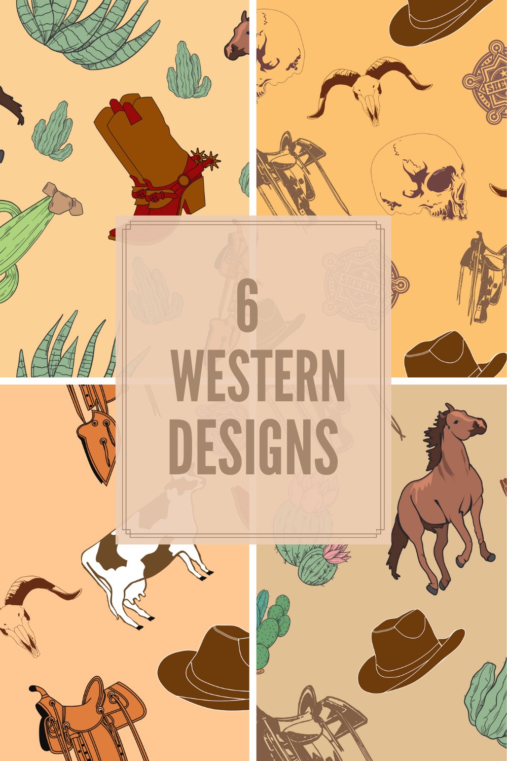 Western seamless pattern boho digital print wall art decor