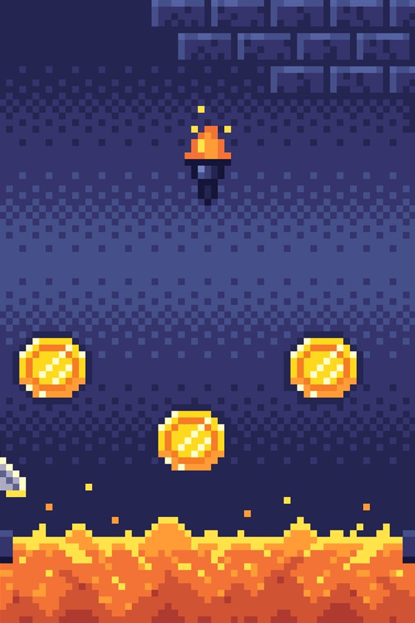 Retro computer games level. Pixel art video game scene 8 bit