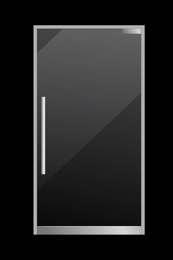 Closed glass door realistic. Exterior element. Transparent g