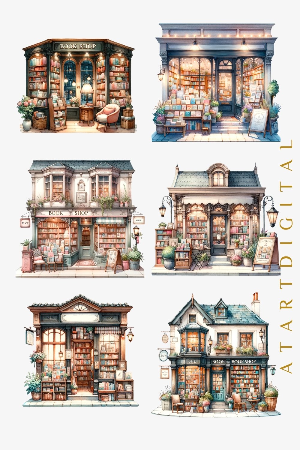 Book Clipart Store, Vintage Book Illustration