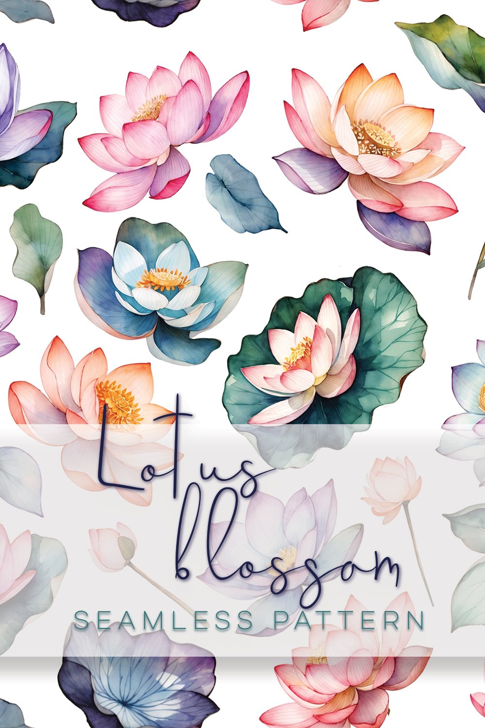 Lotus blossom seamless pattern