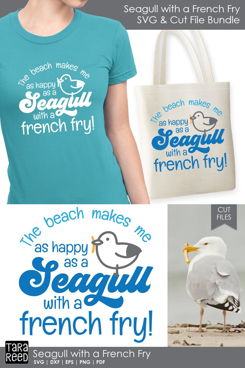 Seagull with a French Fry - Beach SVG and Cut Files