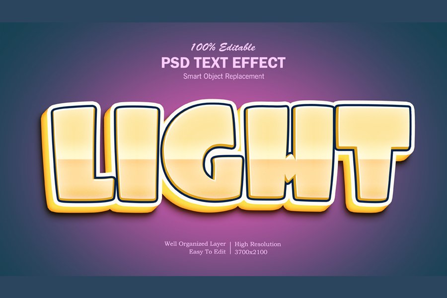 Light Gradient Editable PSD Text Effect