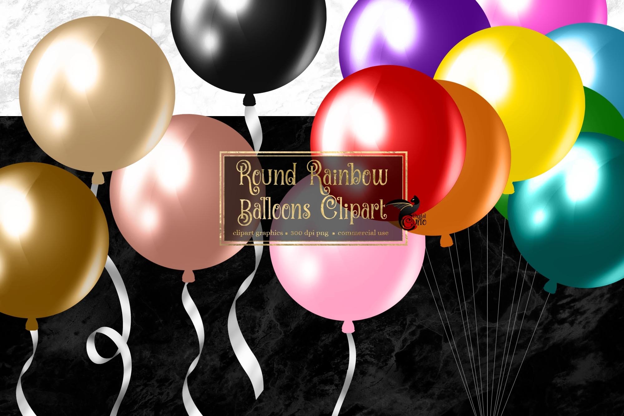 Rainbow Round Balloons Clipart