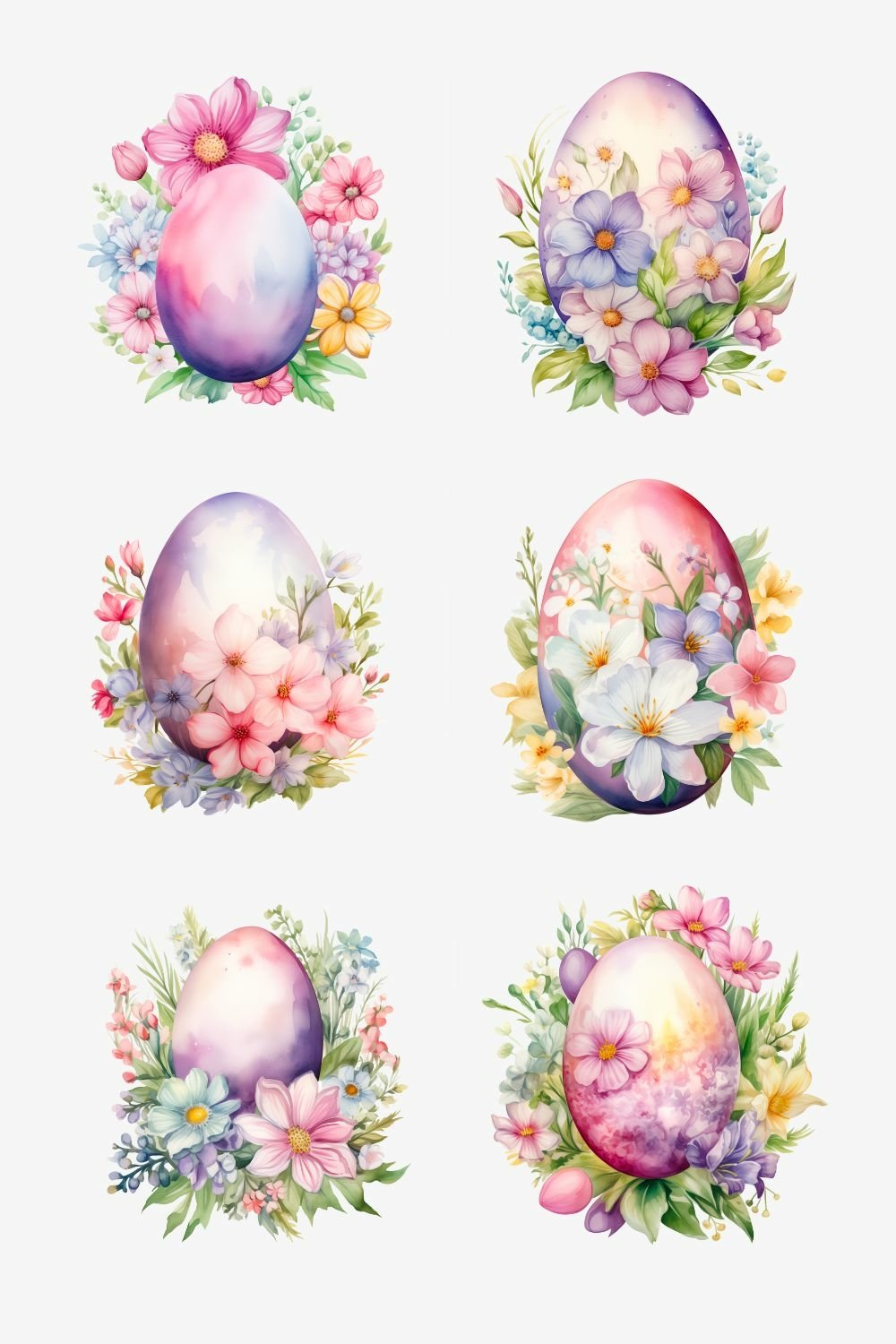 Watercolor Painted Easter Eggs Clipart