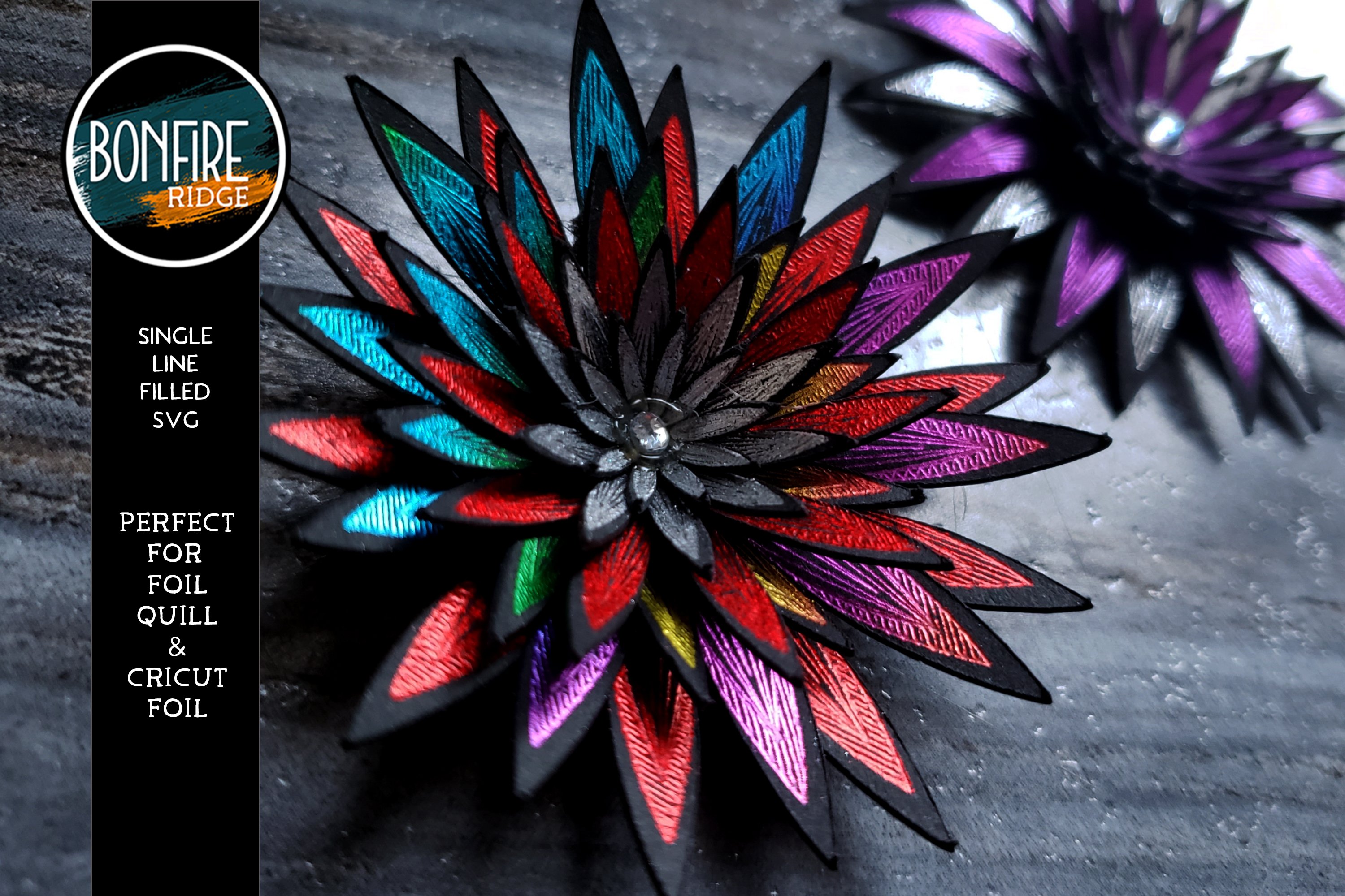 3D Foil Flower Single Line SVG Foil Quill Cricut (1244191)