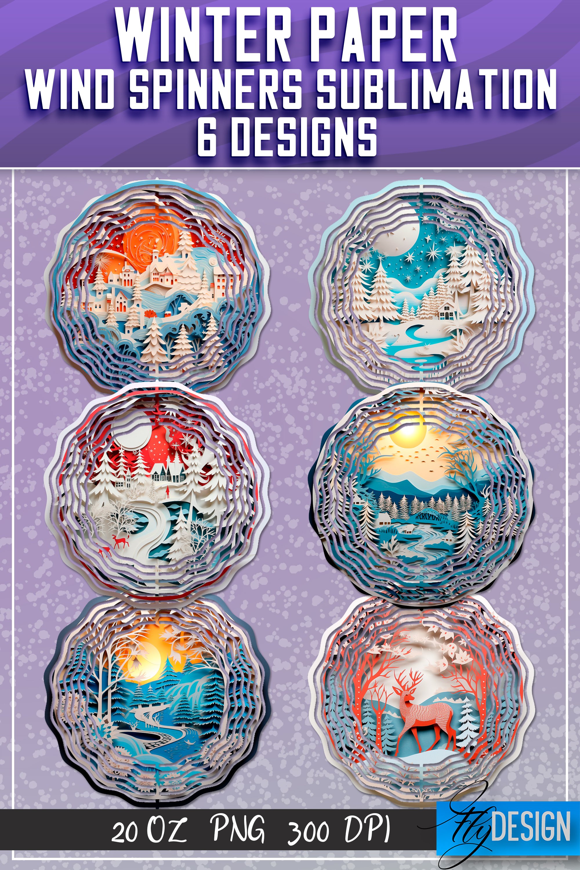 Winter Paper Wind Spinners Sublimation Bundle | (2755895)