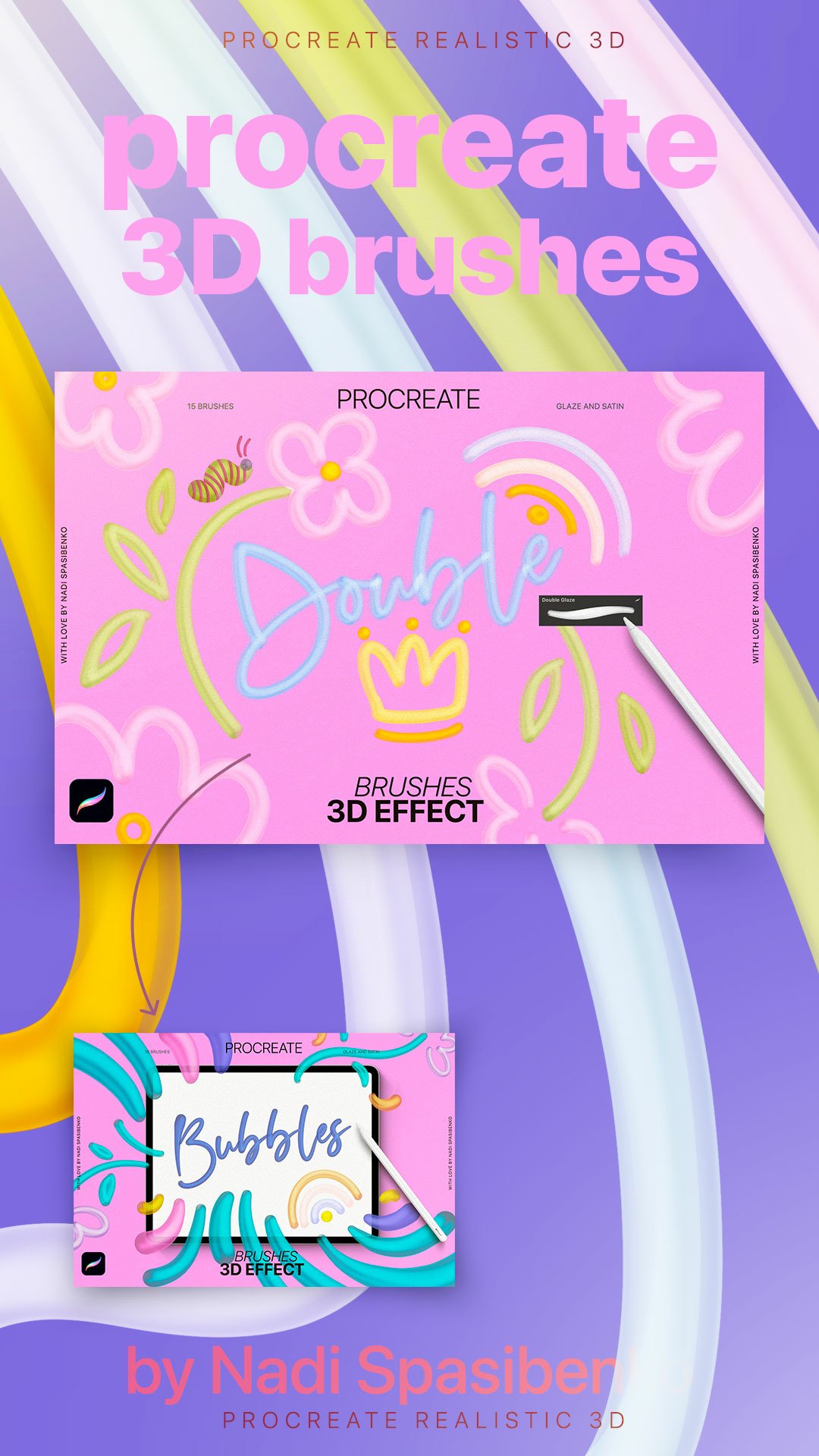 3D effect Procreate Brushes (1821008)