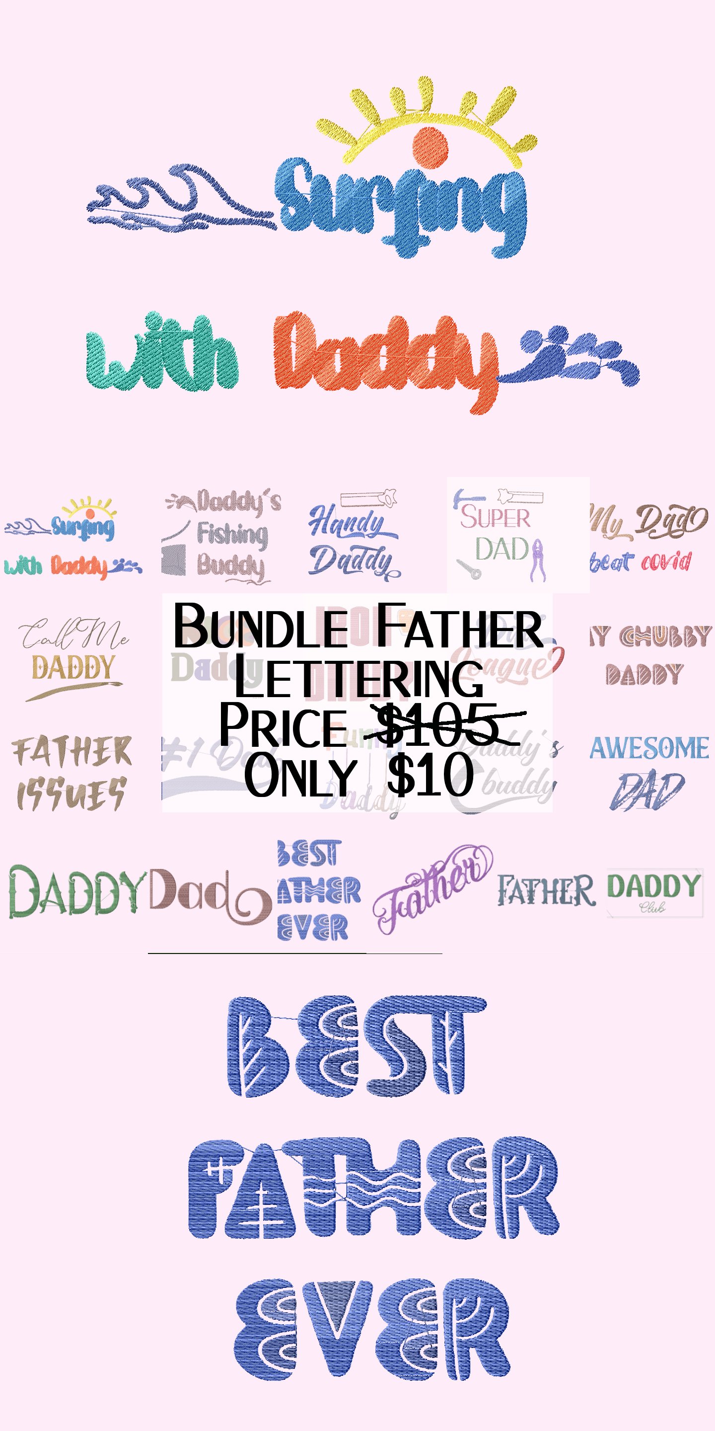 Bundle Daddy Lettering Embroidery