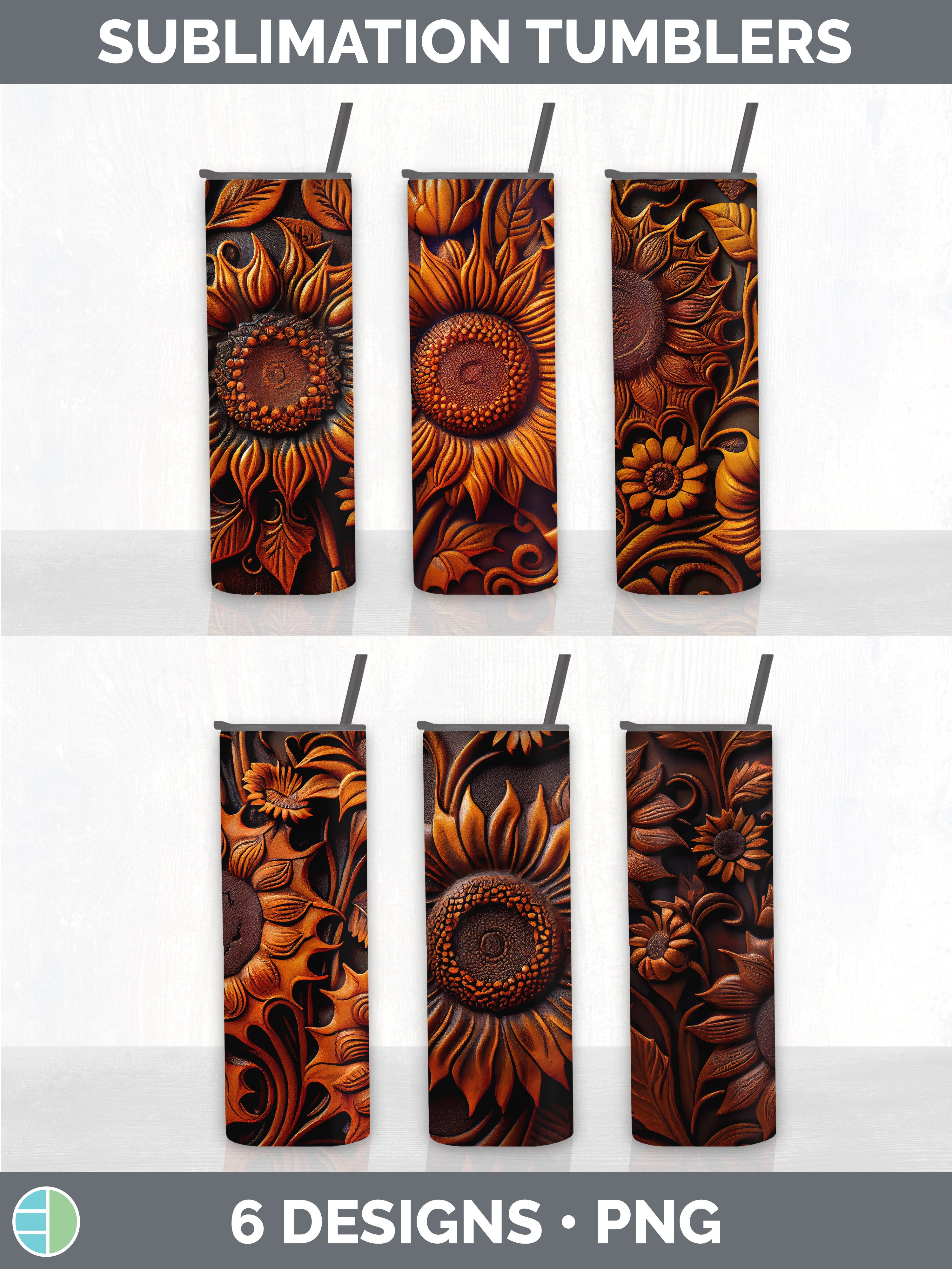 Tooled Leather Sunflower Tumbler Sublimation Bundle