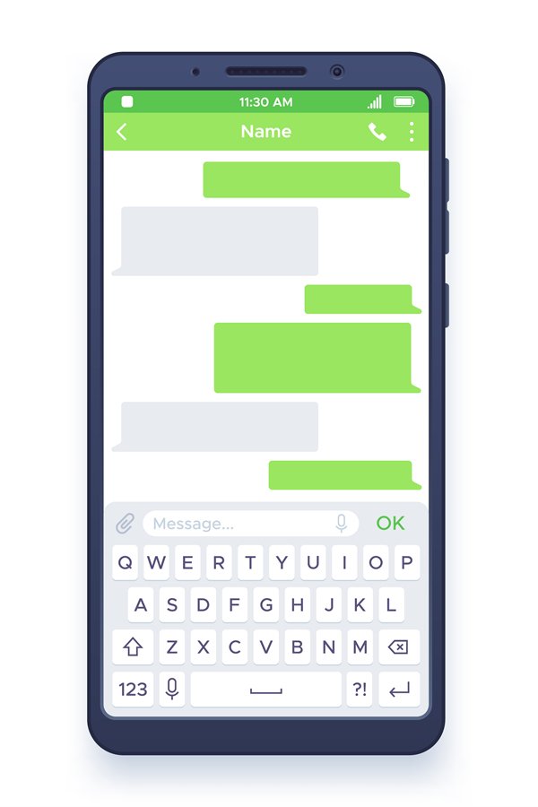 Smartphone chat. Dialogues bubbles on mobile device screen w