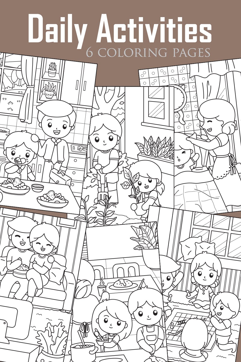 Happy Family Daily Routine Cartoon Coloring Activity Set Kid