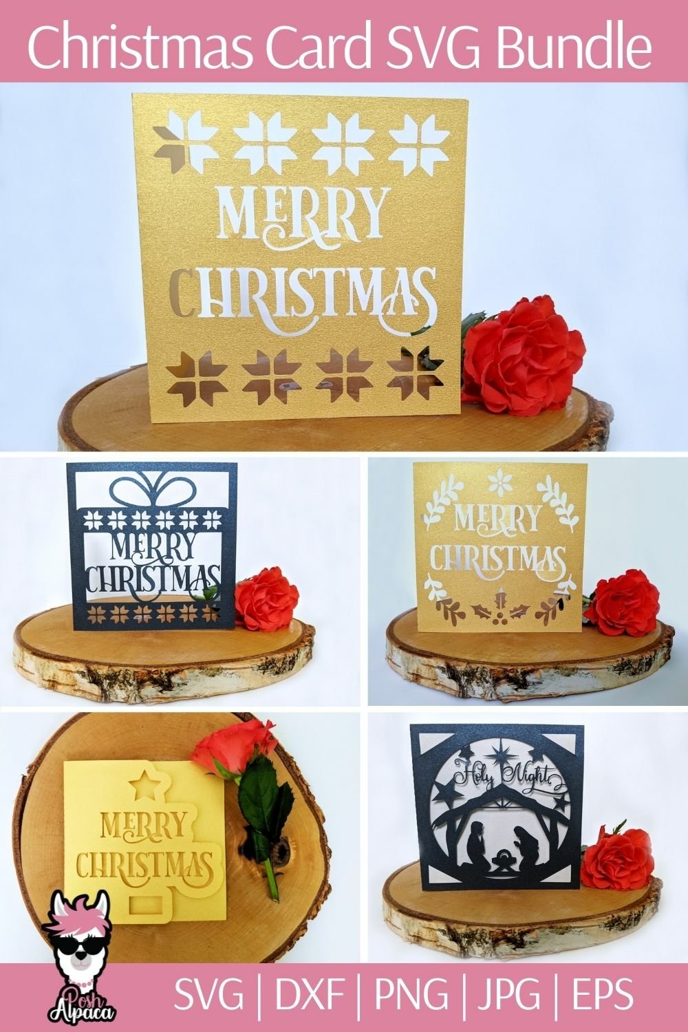 Christmas card svg bundle