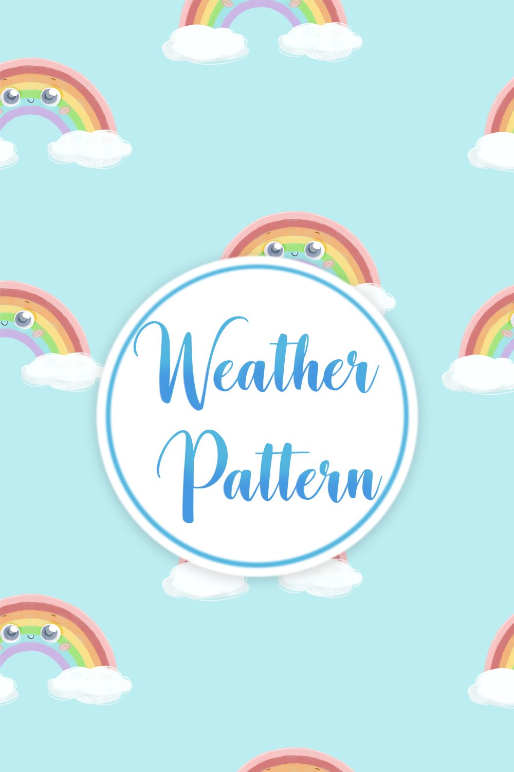 Kawaii Weather Patterns - 6 Sun Cloud Rainbow Digital Fabric