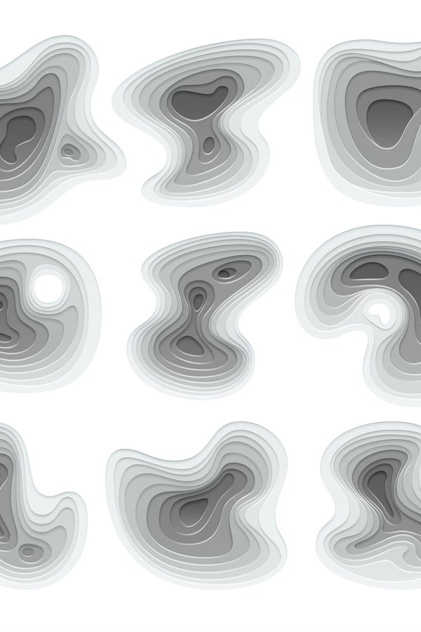 Abstract paper cut geometric curved abstract vector elements