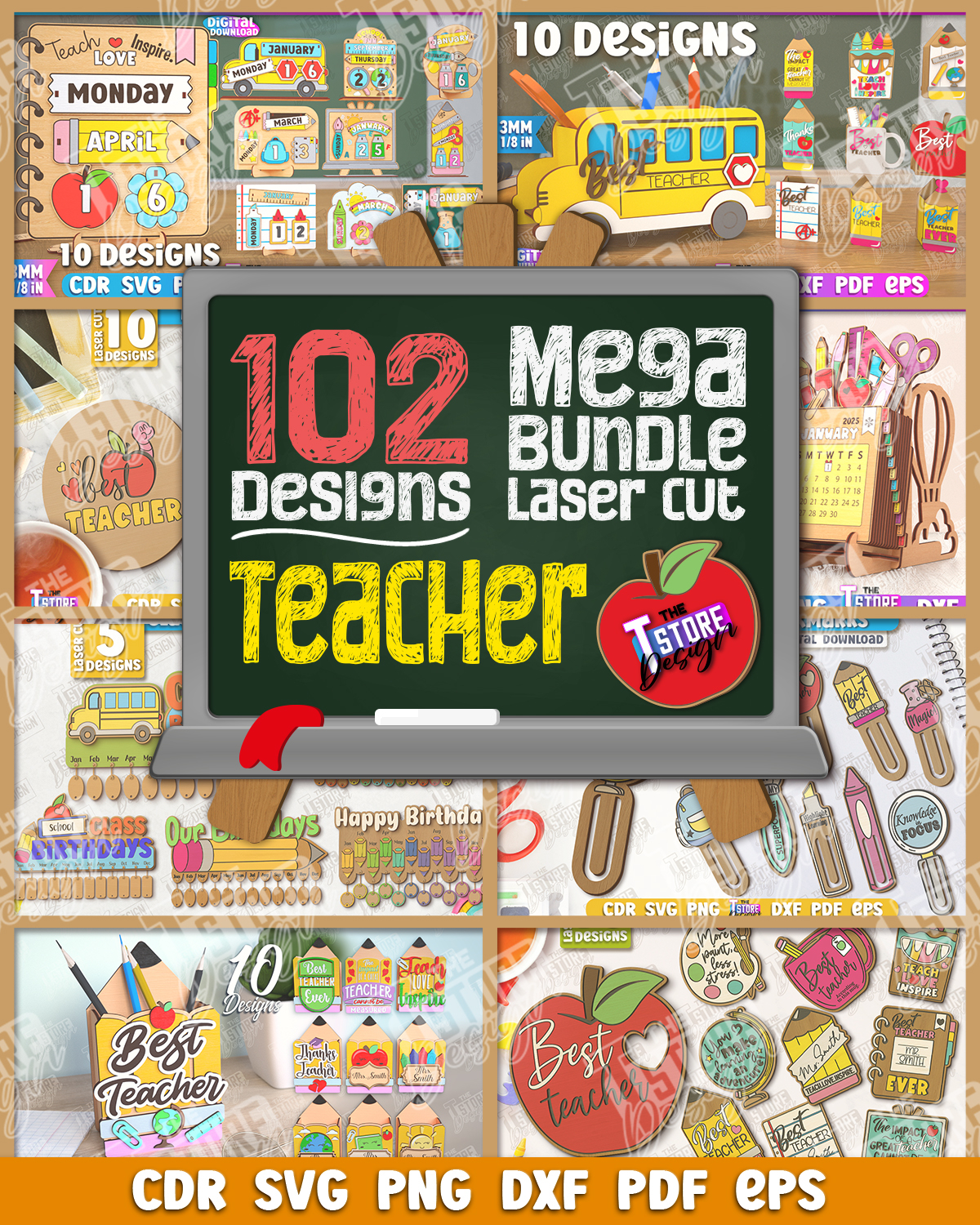 102 Teacher Mega Bundle Laser Cut, Wooden Teacher (5360978)