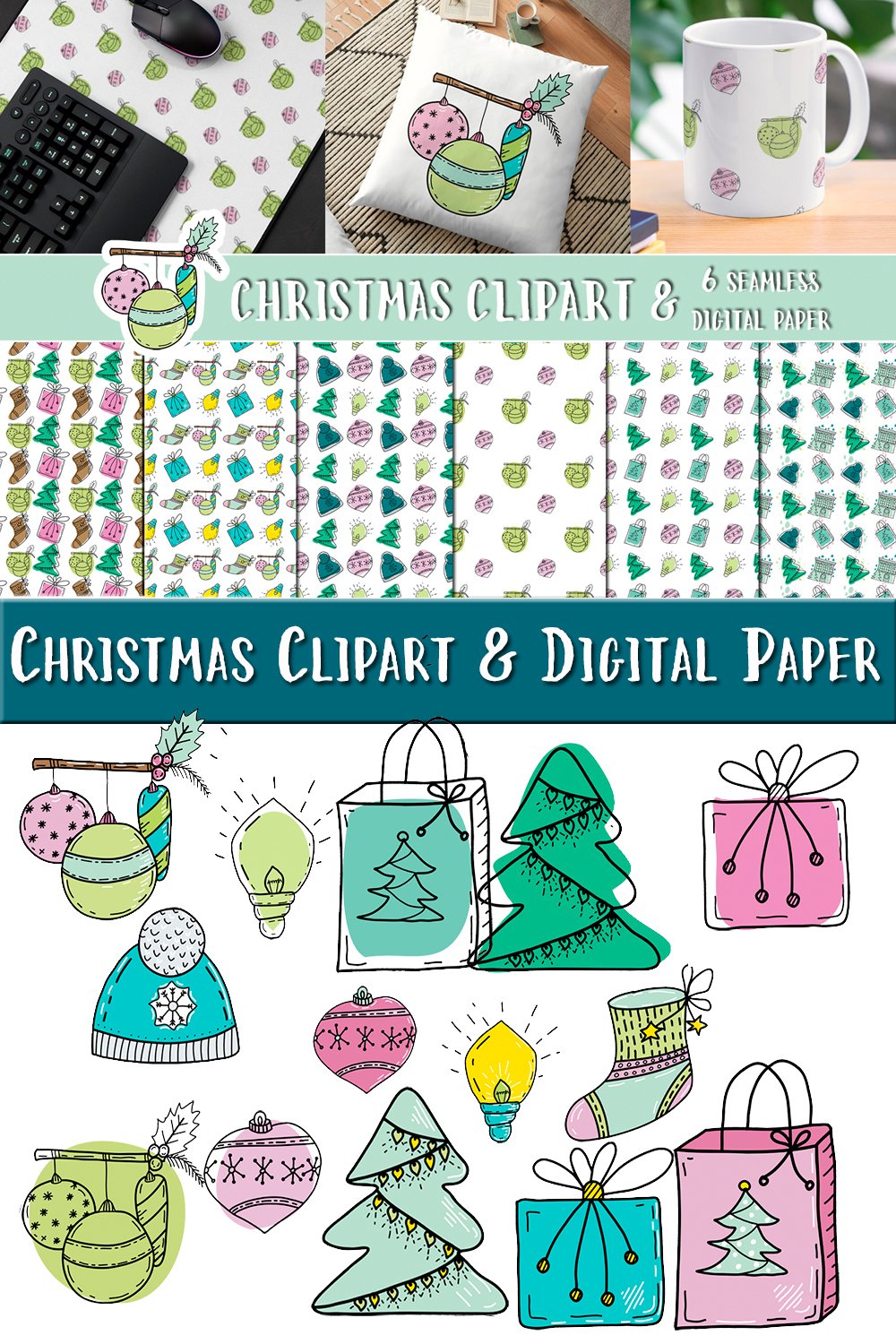 Christmas clipart & digital paper Vector winter clip art