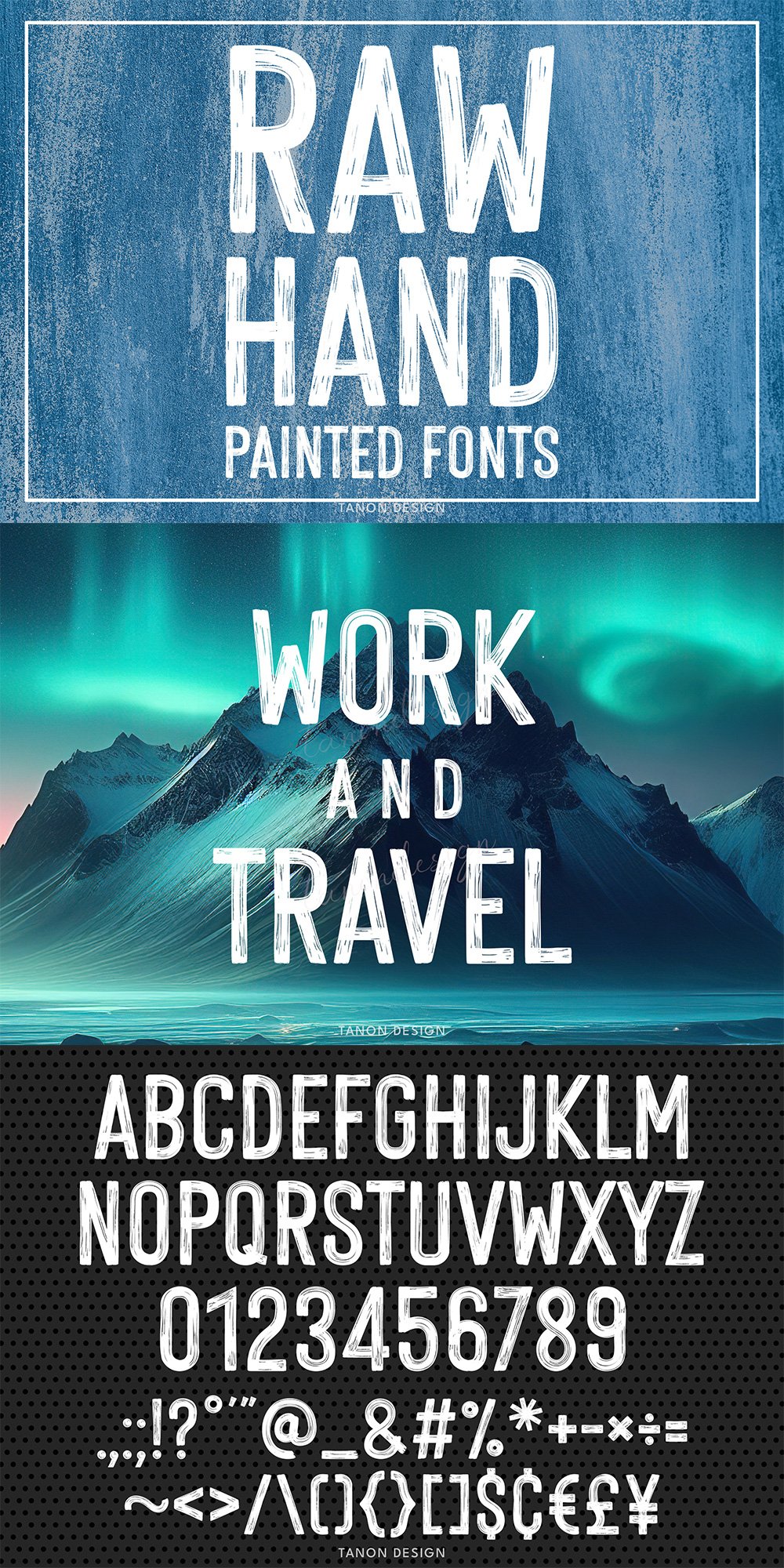 Raw Hand Painted brush fonts, Bold, condensed, Rough fonts