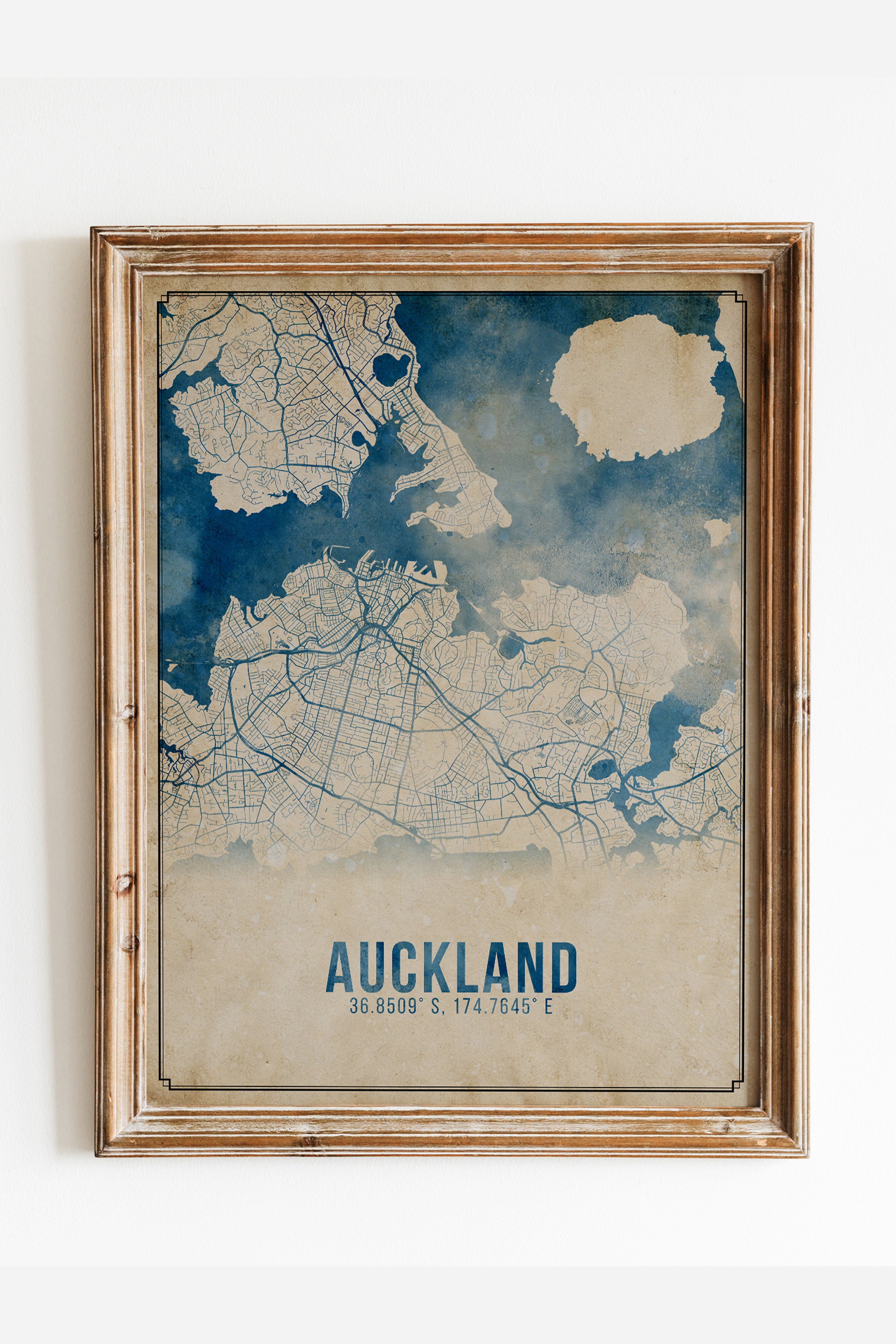 Auckland Antique Watercolor City Map Poster