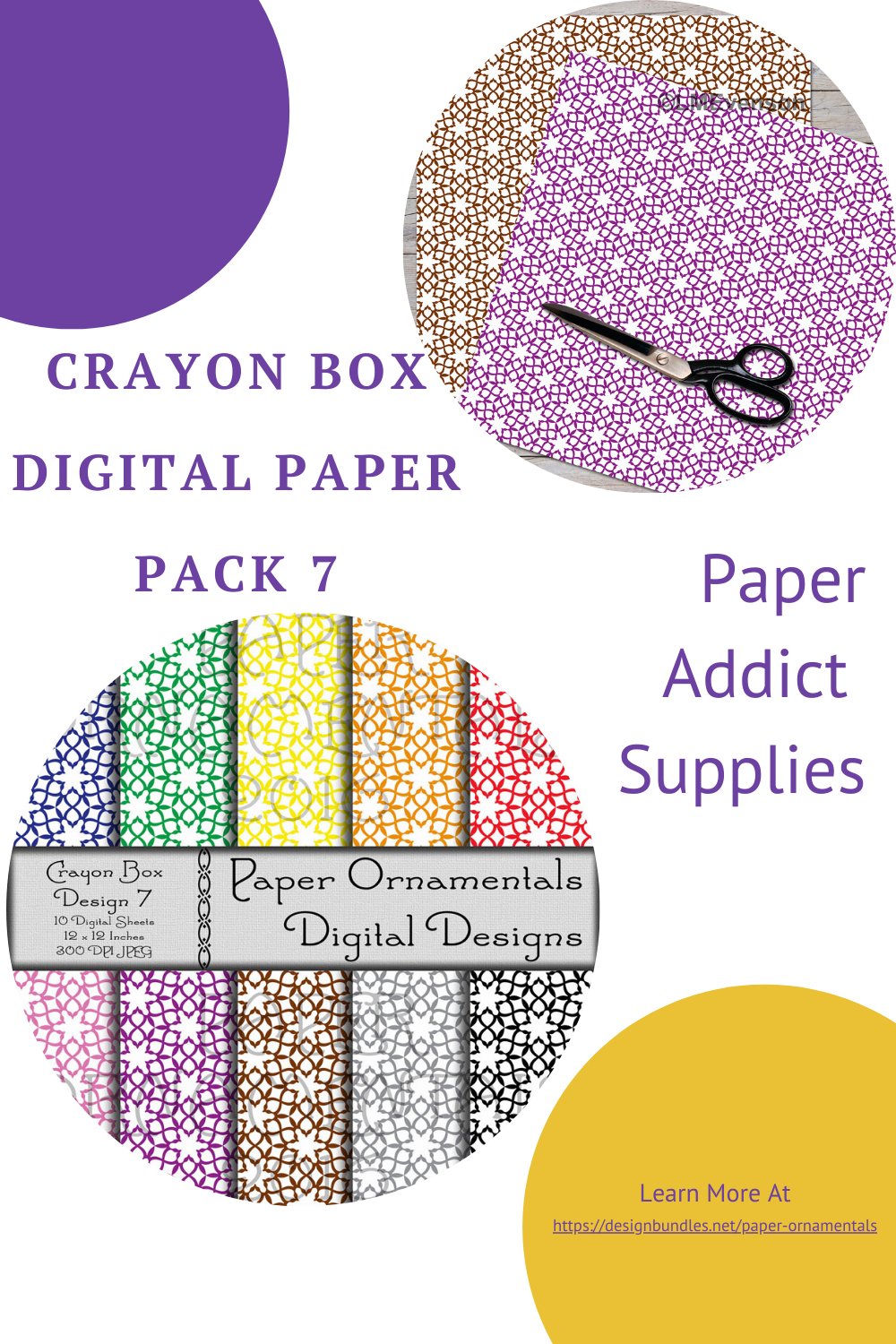 Crayon Box Set 7 Digital Paper For Crafts & Background
