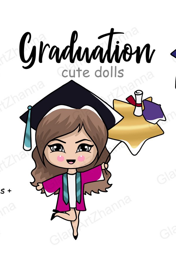 Graduation CUTE DOLLS Students School Study College - PNG