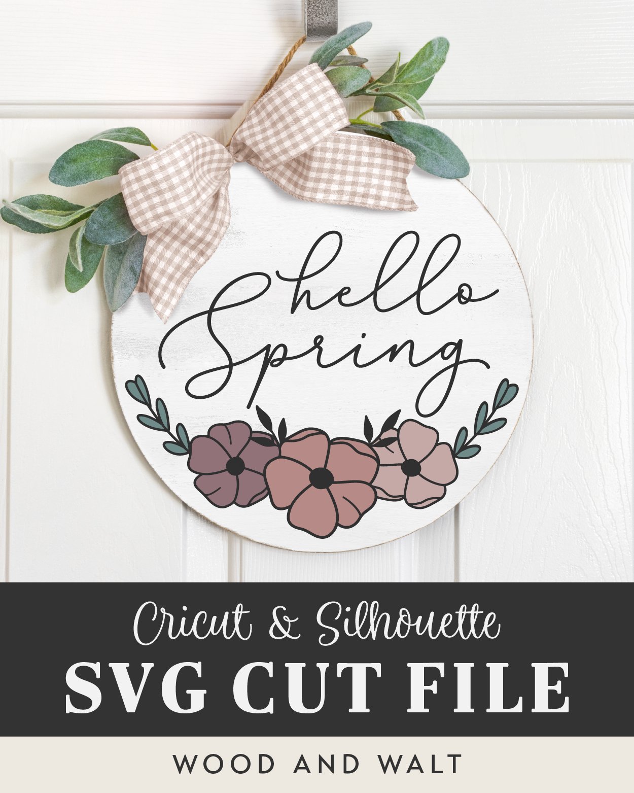 Hello Spring Round Sign SVG for Cricut