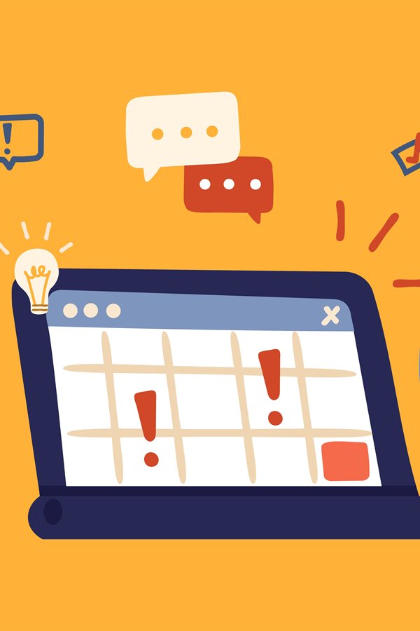 Laptop with notifications. Important message, computer calen