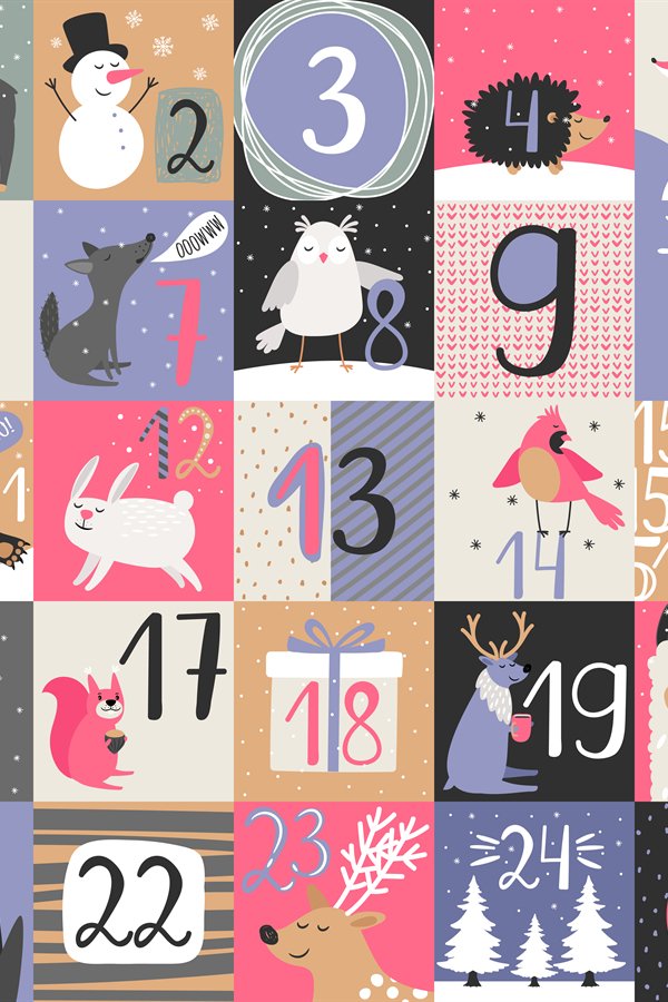 Advent calendar with winter animals