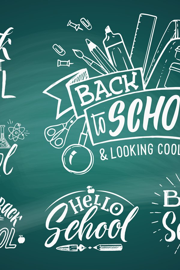 Vintage emblem set for school and university. Welcome to sch