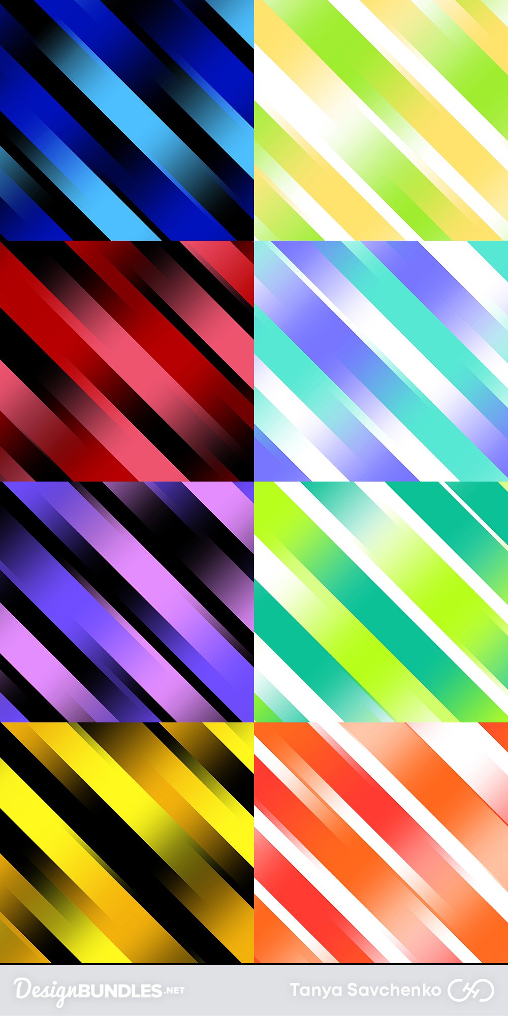 Garish Glitch Pattern - 3 Colors, 8 pcs