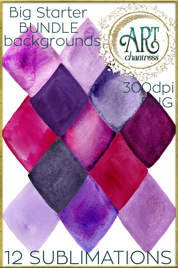 Sublimation BUNDLE Set Watercolor Purple Mauve backgrounds