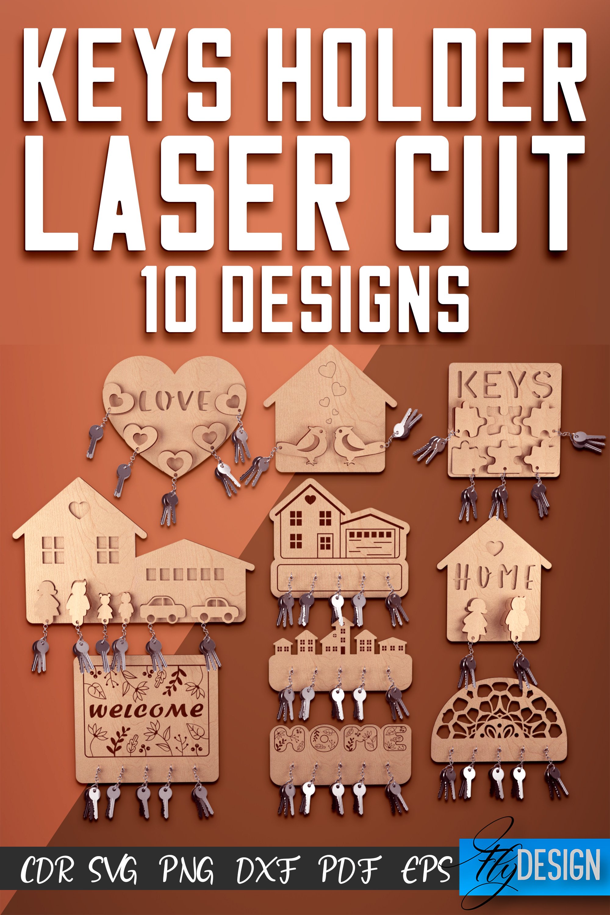 Key Holder Laser Cut SVG | Cut and Engrave (2484397)