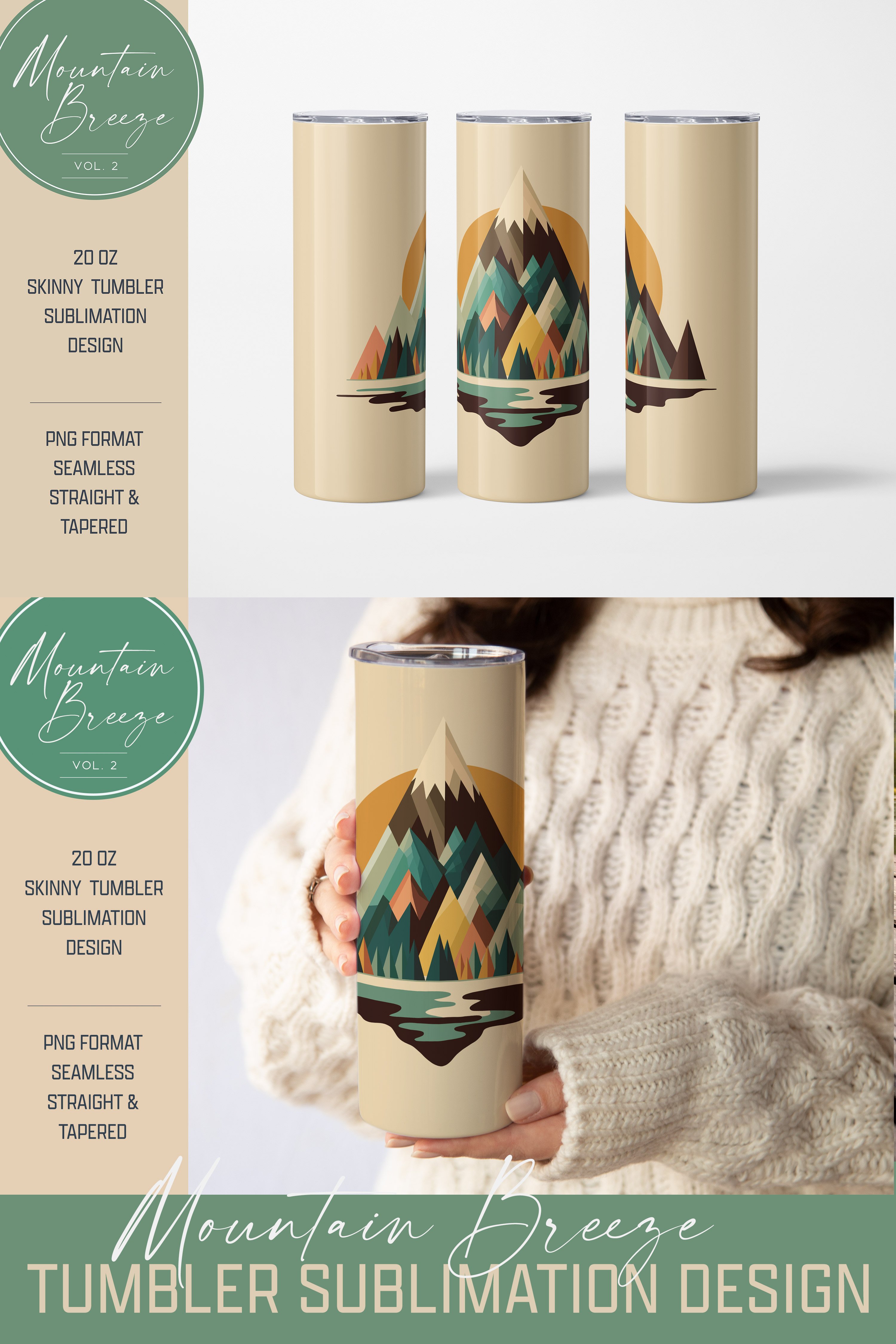 20 oz Skinny Tumbler Sublimation Design Template - (2364645)
