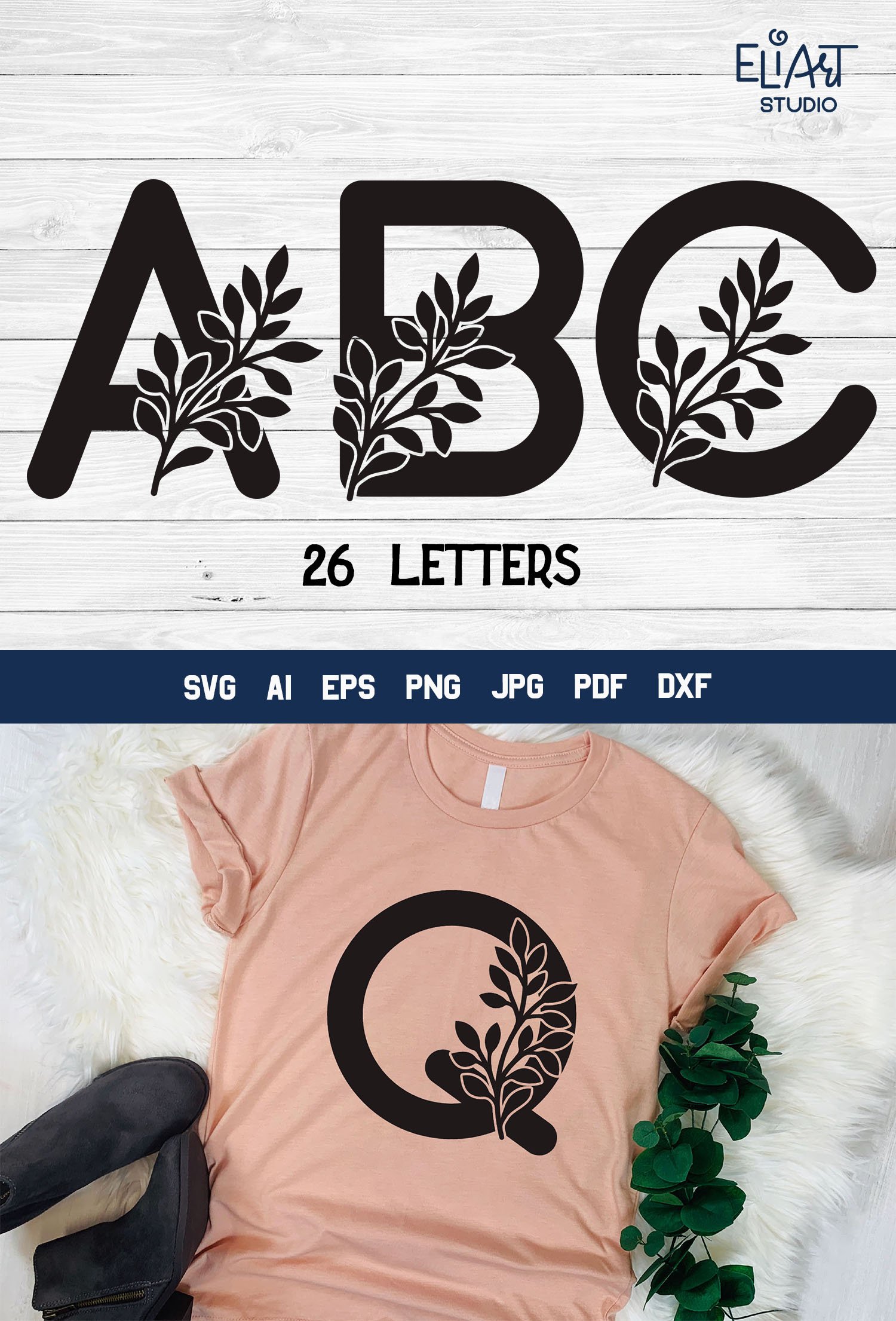 Letters SVG | Alphabet SVG Leaves Monogram