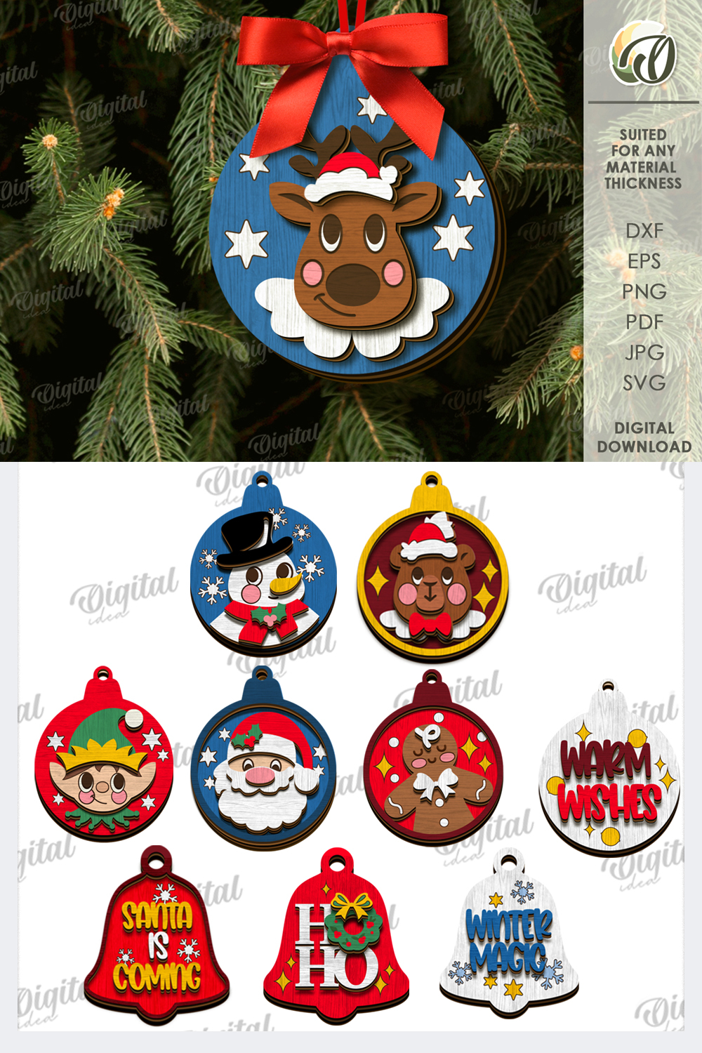 Christmas Layered Ornaments Bundle Lasercut. (5831754)
