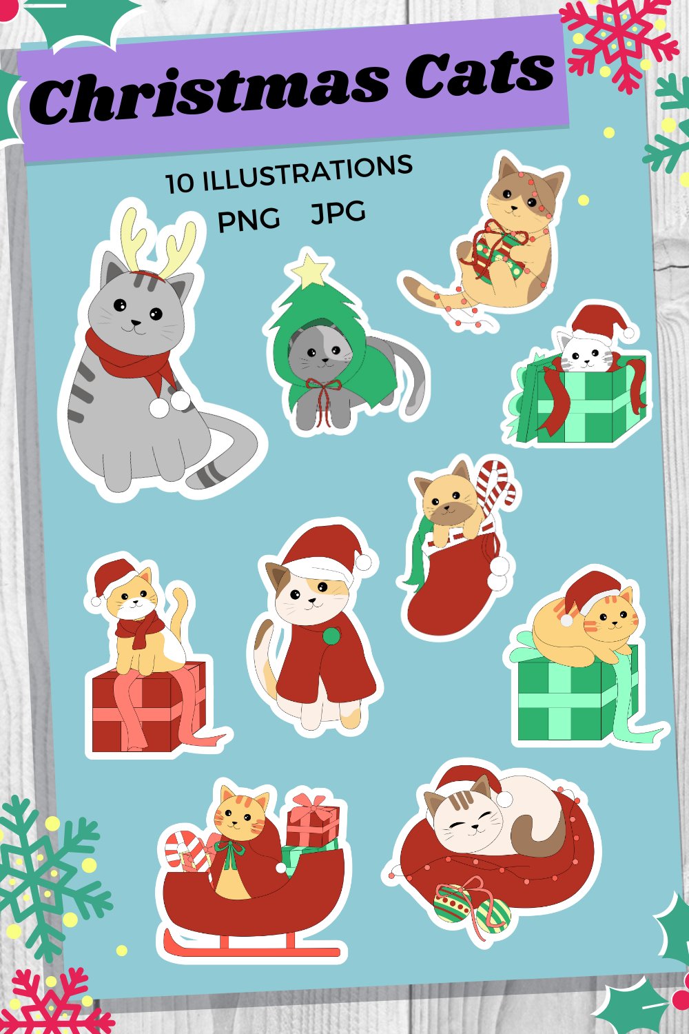 Christmas Cats | Cat Sticker Bundle (918611)