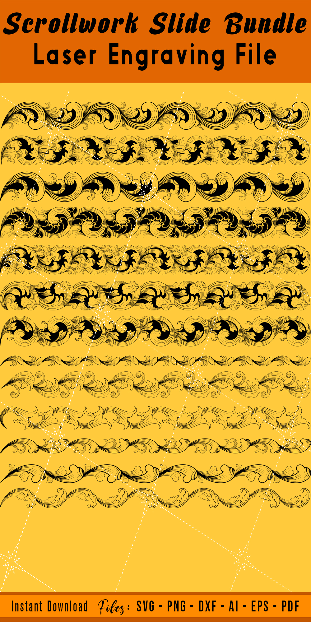 Custom Scrollwork Slide Bundle Laser Engraving Design Files