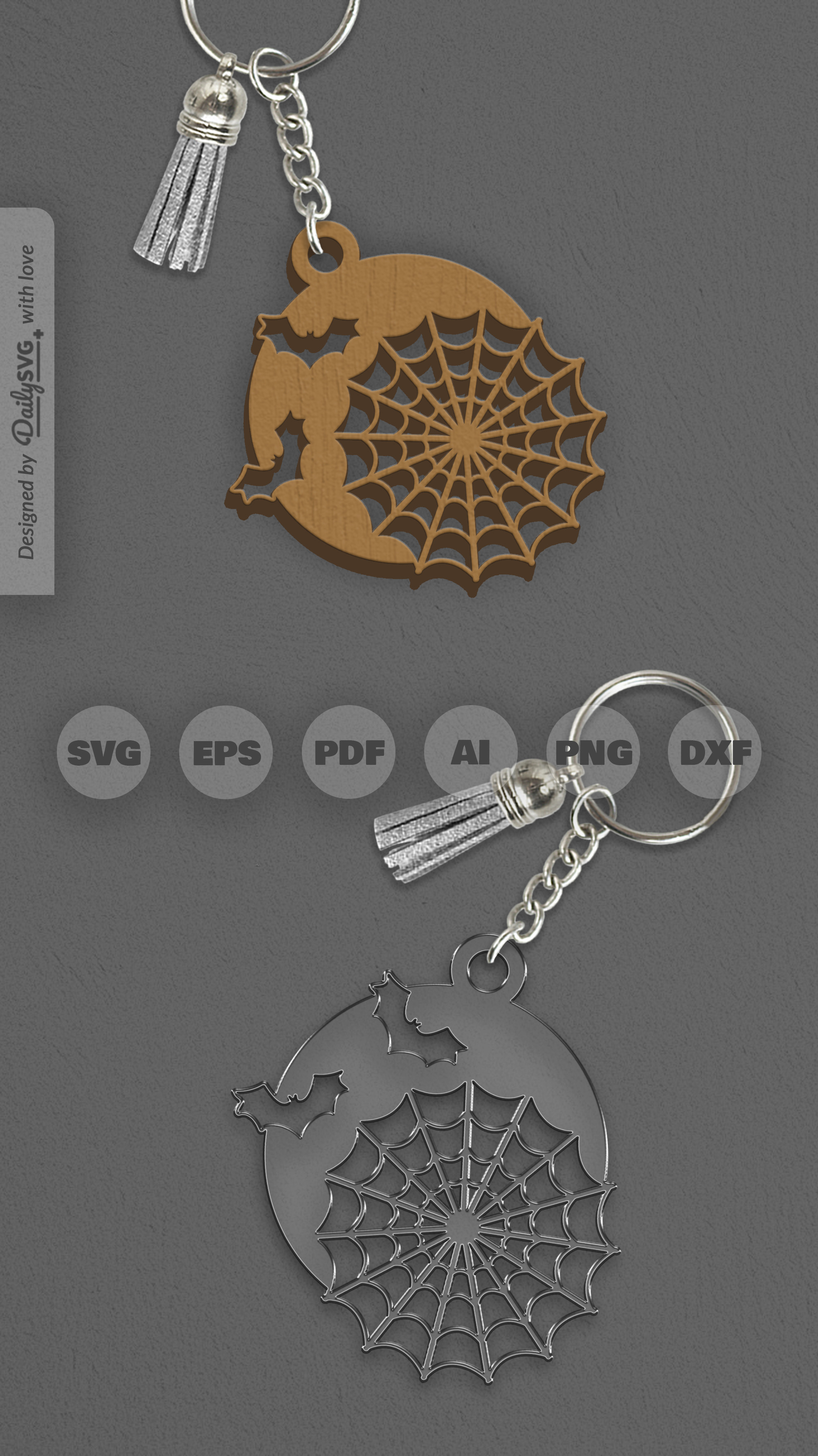 Halloween Spider Web Keychain SVG (6272303)
