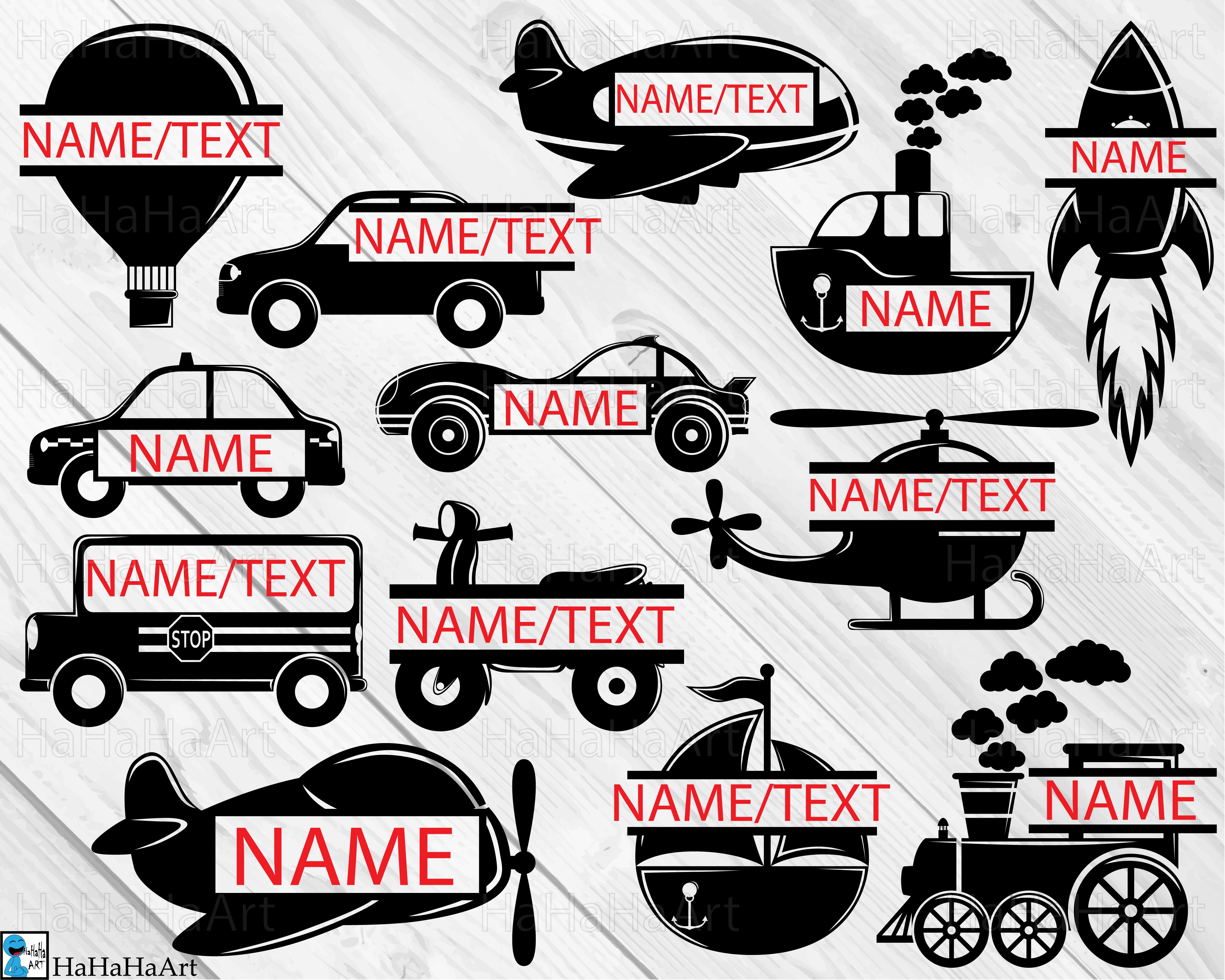 Split All Transportation - Clip art / Cutting Files 406c